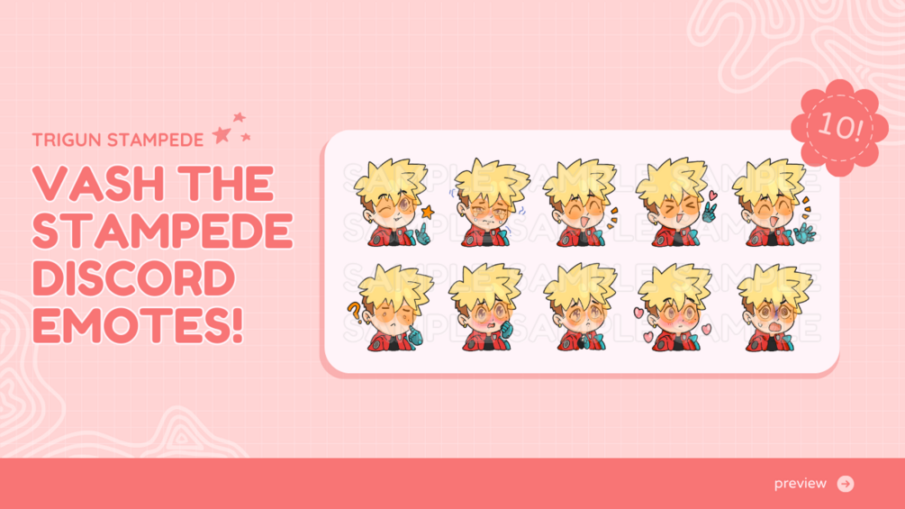 Vash the Stampede Discord Emote Pack