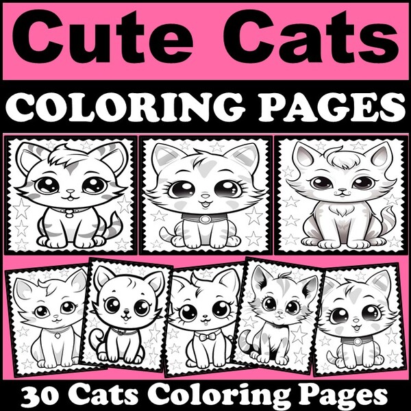 Fun Cats Coloring Pages For Toddler, Preschool, Kindergarten, Girls ...
