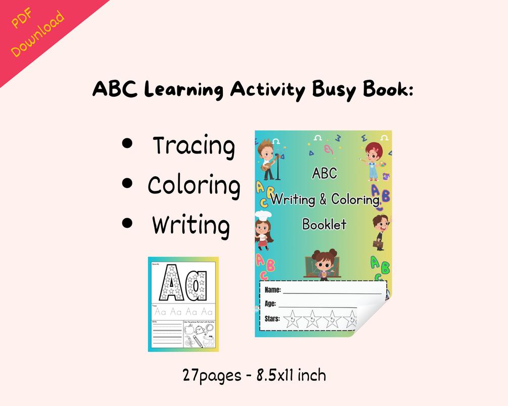 ABC Writing & Coloring Printable Activities: Busy book for Kids