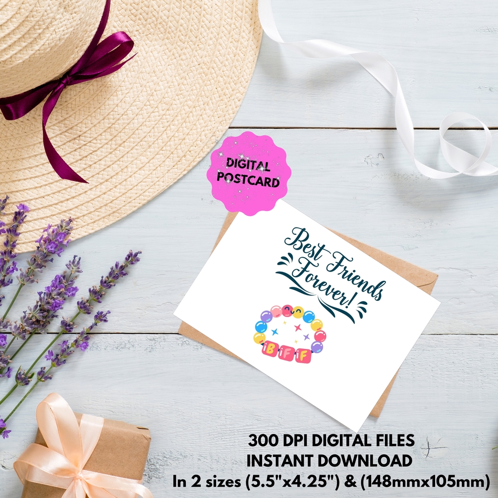 BEST FRIEND printable thank you Postcard, Instant download,Friends ...