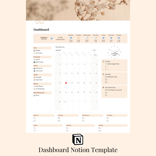Dashboard Notion Template