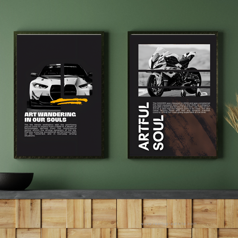 BMW S1000RR & BMW M4 Digital Poster – High-Resolution Superbike ...