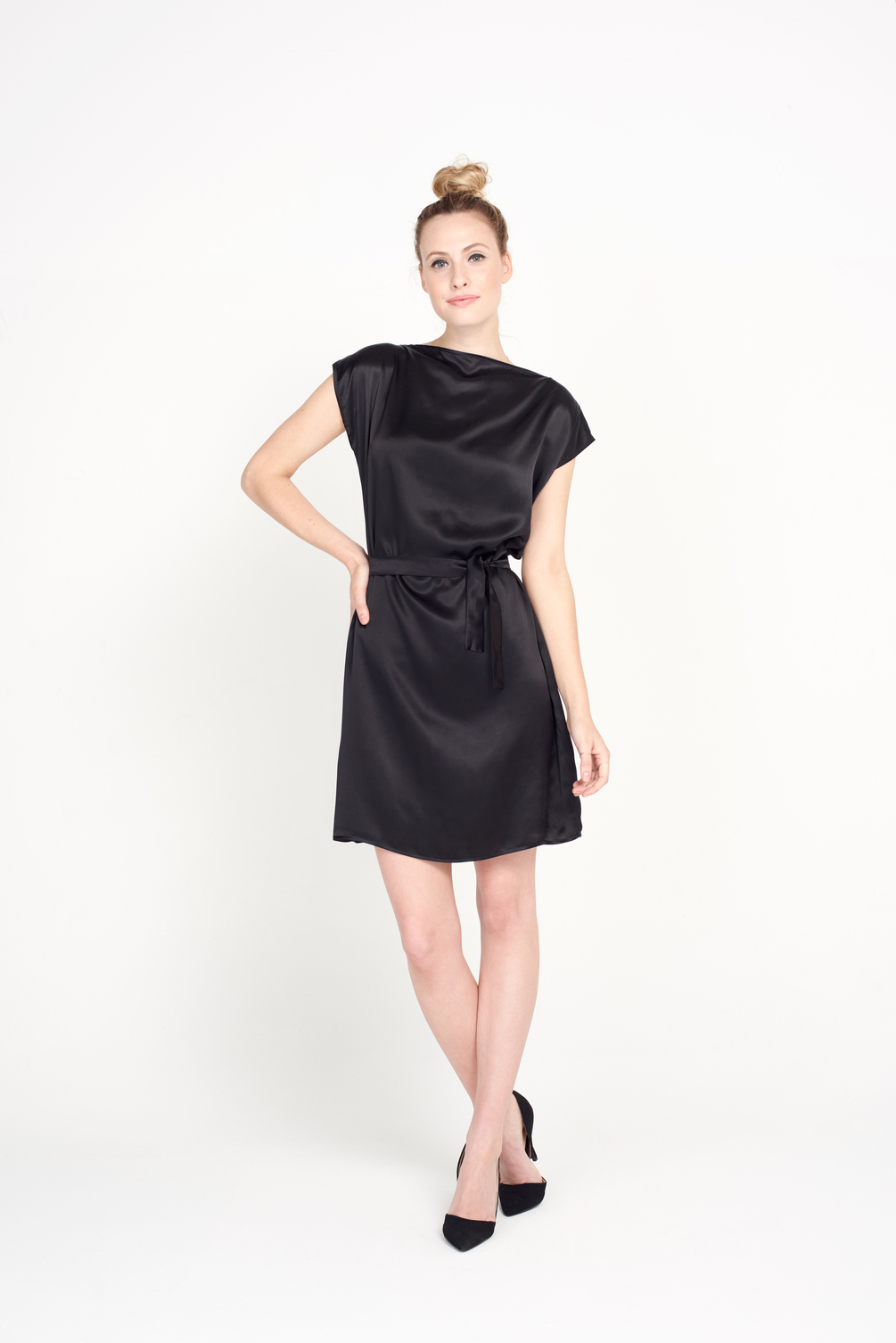 basiccontent basic silk dress in black
