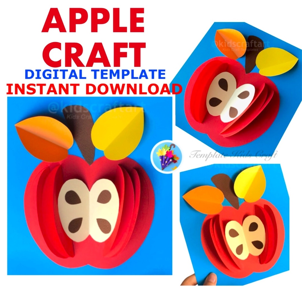 Printable Apple Craft for Kids Fall Paper Fruit Autumn Classroom Decor ...