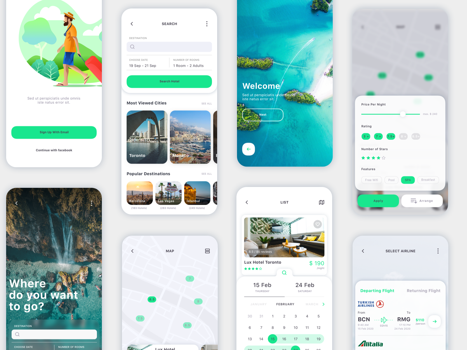 Vesta Travel Booking App UI Kit