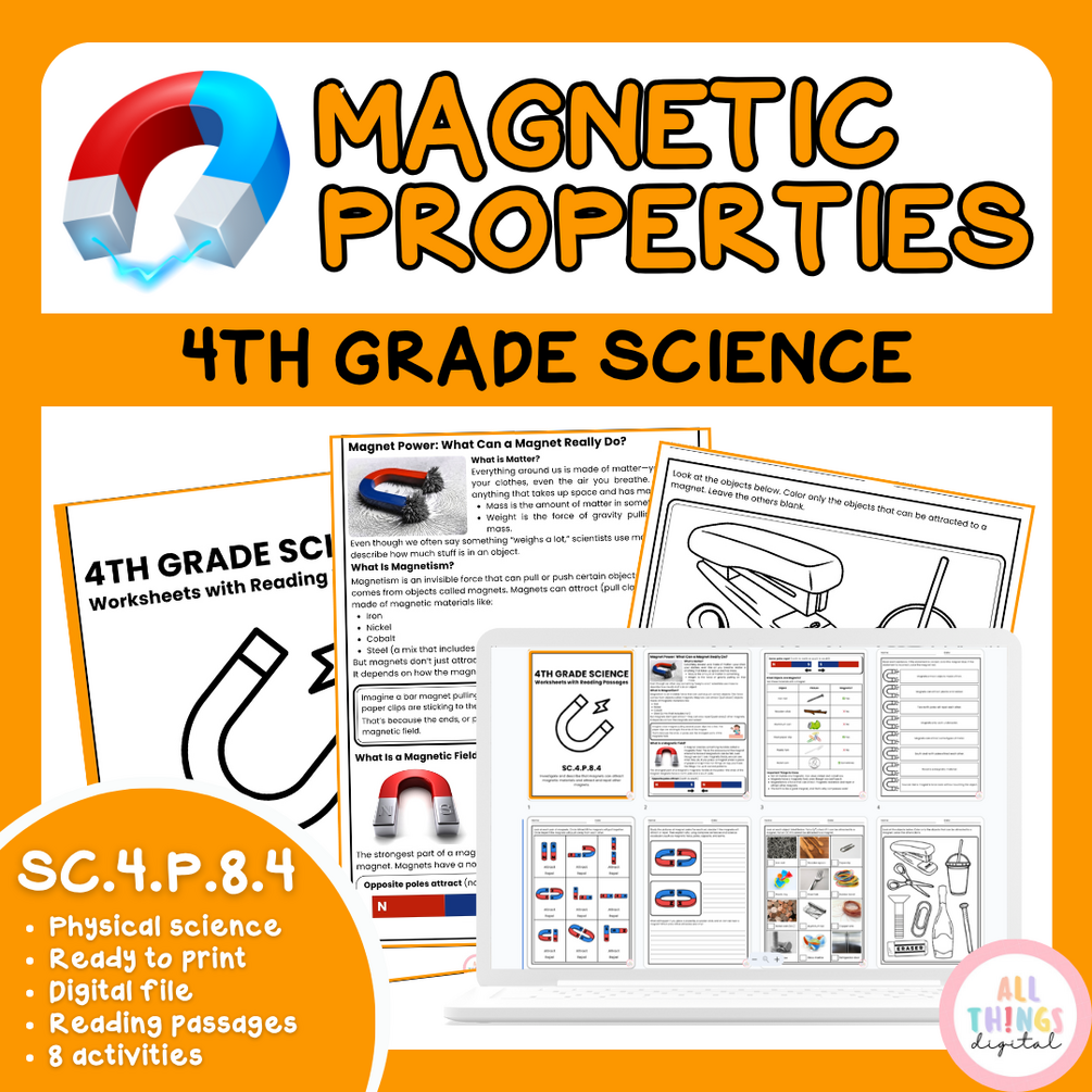 Magnetic Properties SC.4.L.8.4 4th Grade Physical Science Activity ...