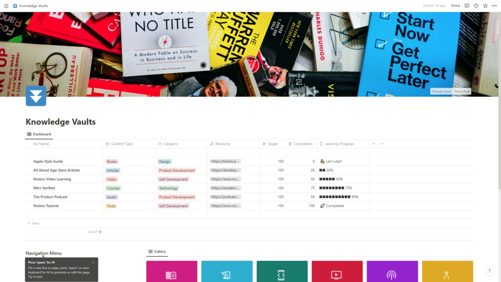 Knowledge Vaults notion template