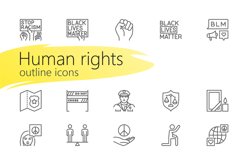 Human rights colored outline iconset