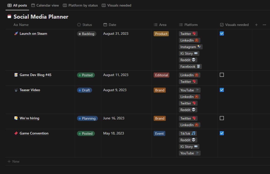 Notion Game Development Plan Template
