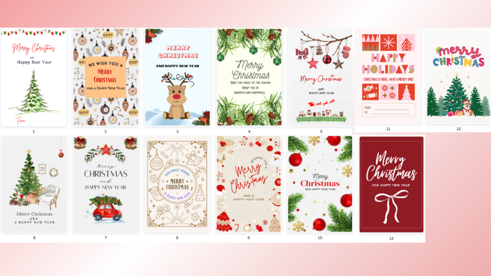 Joyful Greetings: 13 Printable Merry Christmas Cards Collection