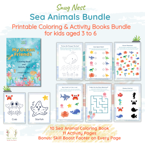 Snug Nest: My Ocean Friends- Sea Animals Printable Bundle (Ages 3–6)