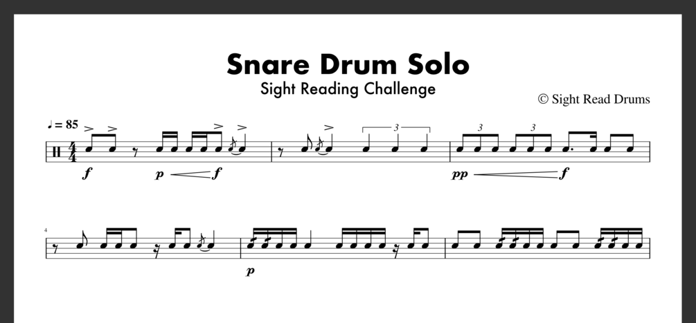 Quick Snare Drum Solo - Sight Reading Challenge