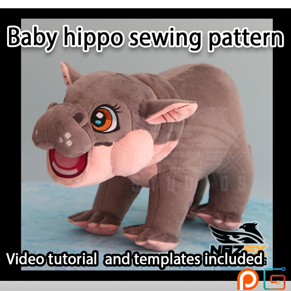 Baby hippo - sewing pattern and tutorial