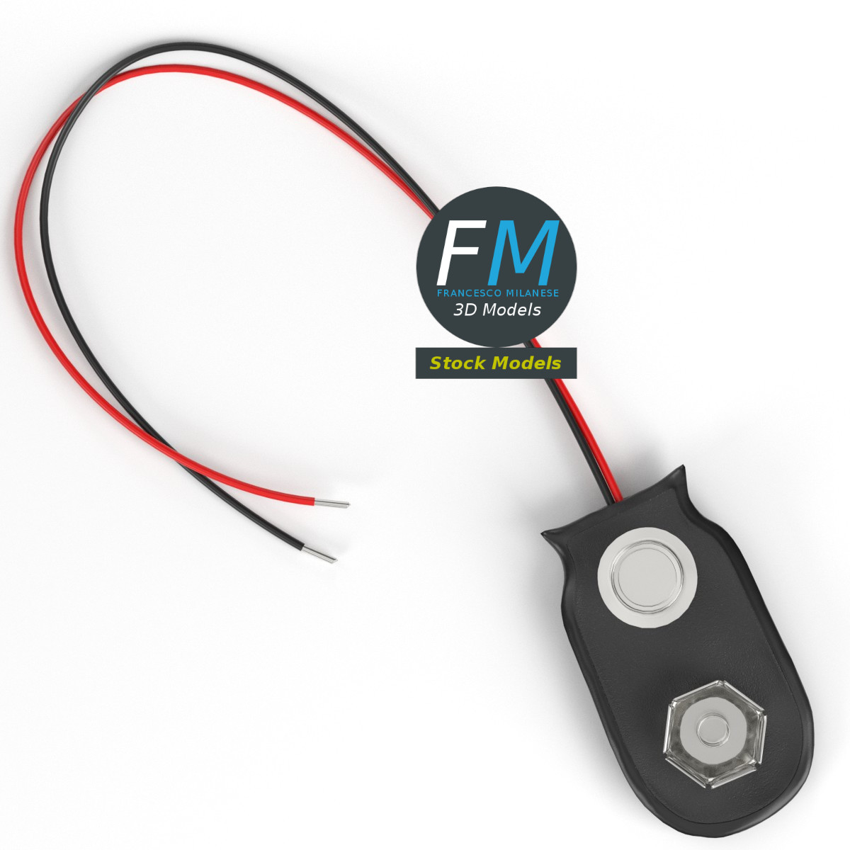 3D MODEL - 9v snap on battery clip connector