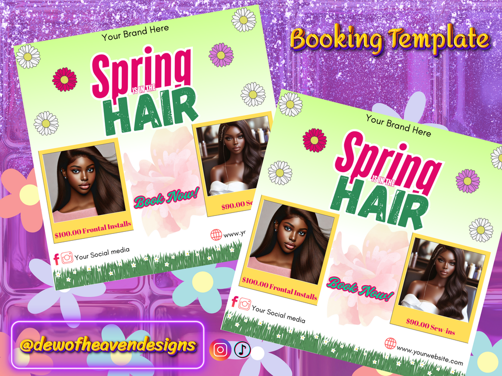 Spring Hair Booking Flyer Template| Booking Lashes, Nails, Makeup ...