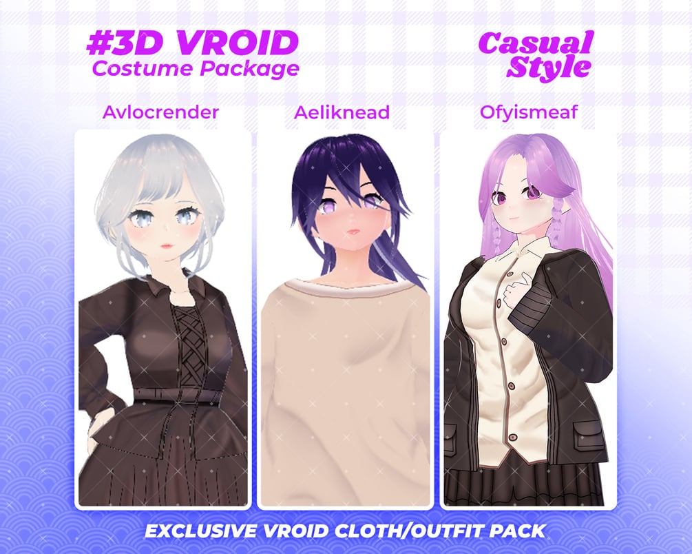 3-in-1 Vroid Fantasy Outfit Set Dress for Your 3D Model in Style ...