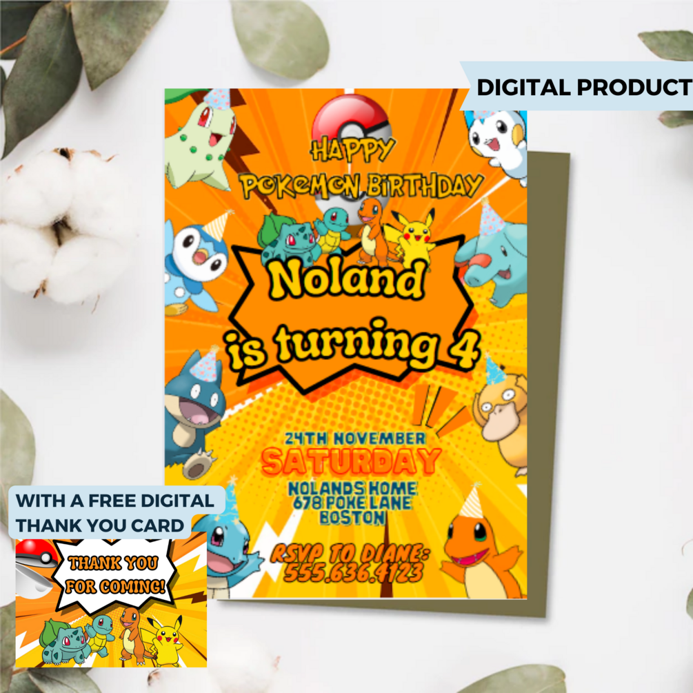 Pokemon Birthday Invitation Editable Pikachu Birthday I Choose You ...