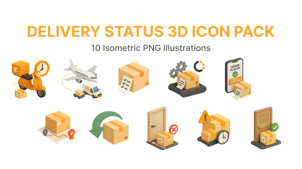 Delivery Status 3D Icon Pack — Isometric Tracking Illustrations