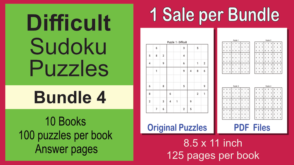 Difficult Sudoku Puzzle Bundle 4 DFY