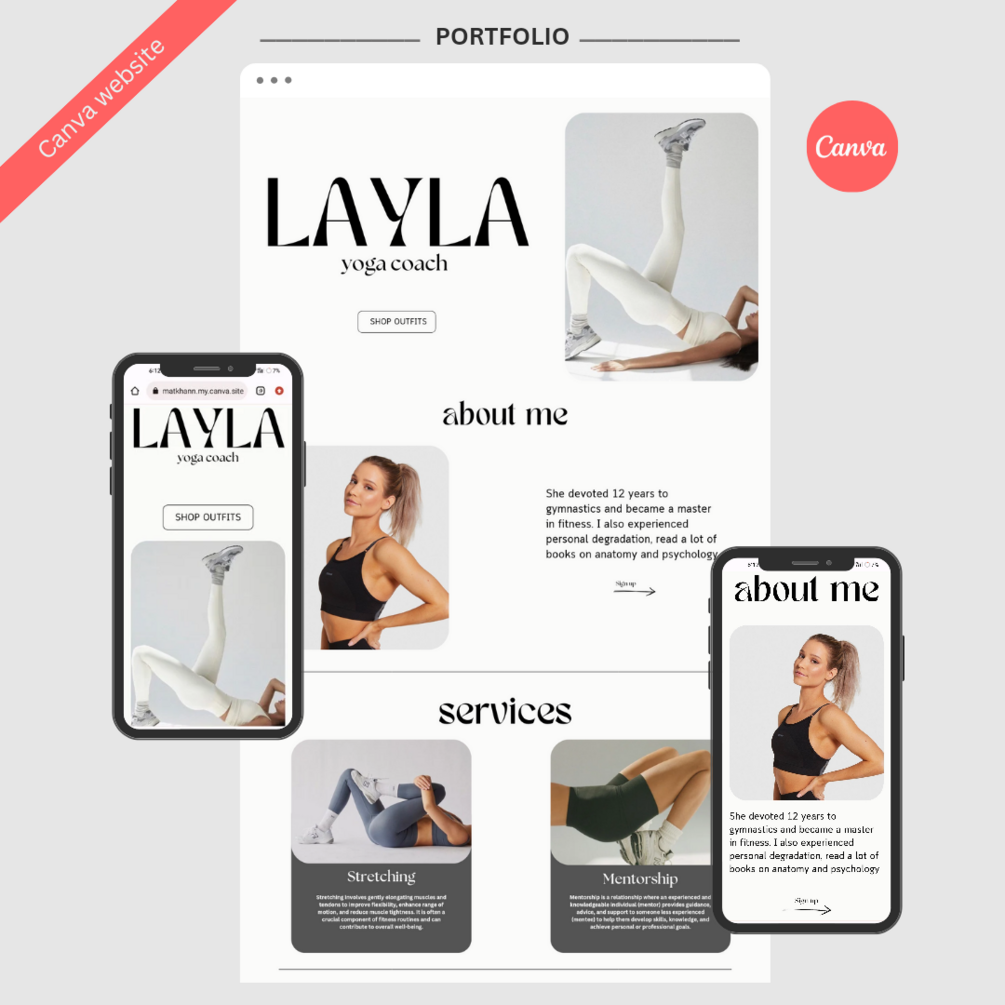 Canva Layla Yoga Coach Website Template 2024