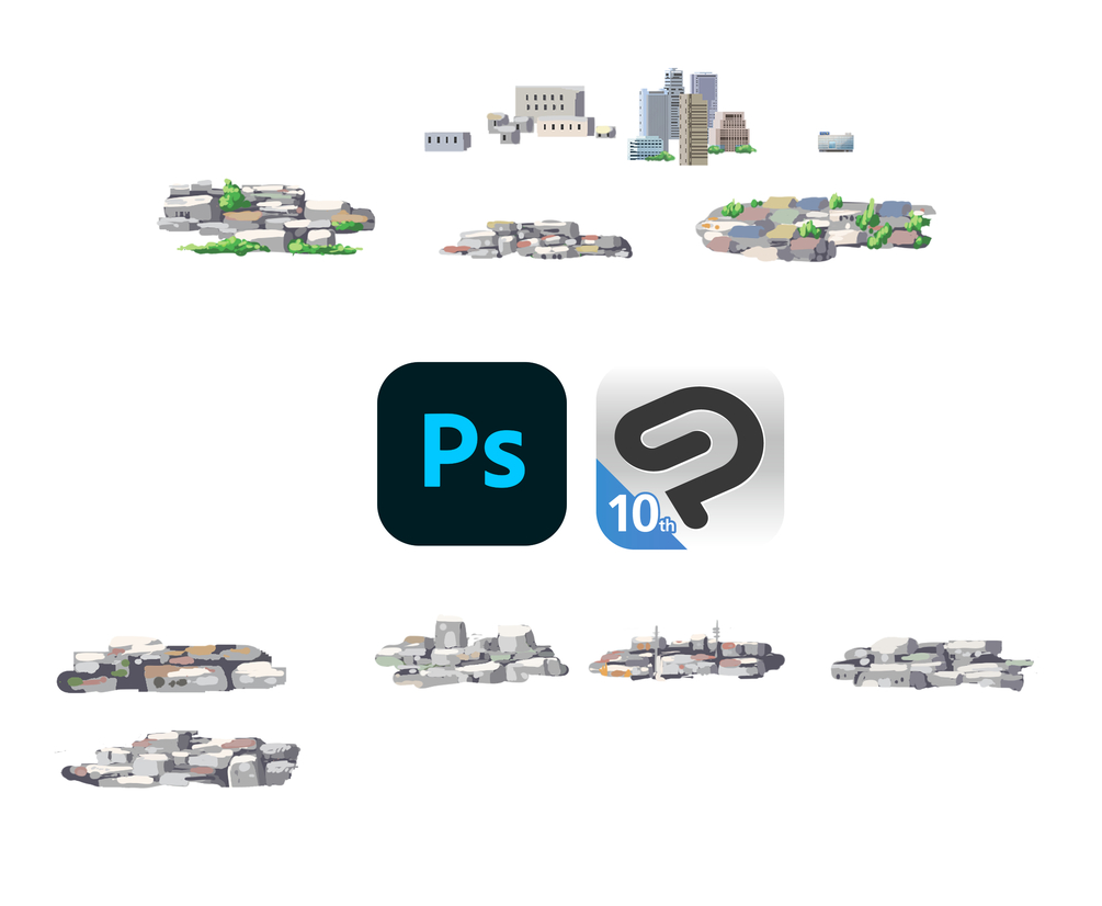 Town Brush Set: CSP & Png files for Photoshop