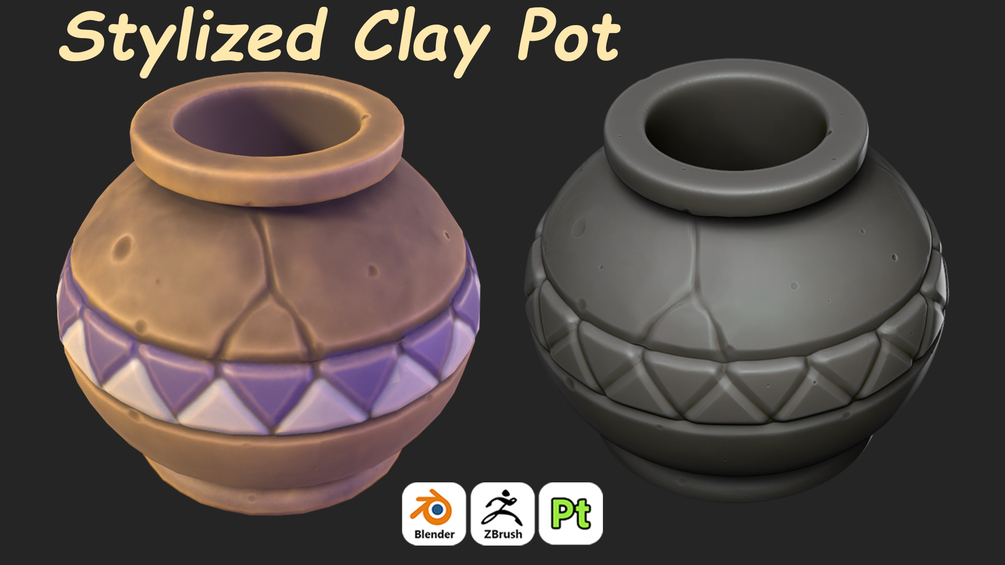 Stylized Clay Pot For Games 3D Art / Tutorial