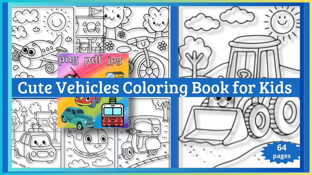 Cute Vehicles Coloring Pages for Kids (copy)