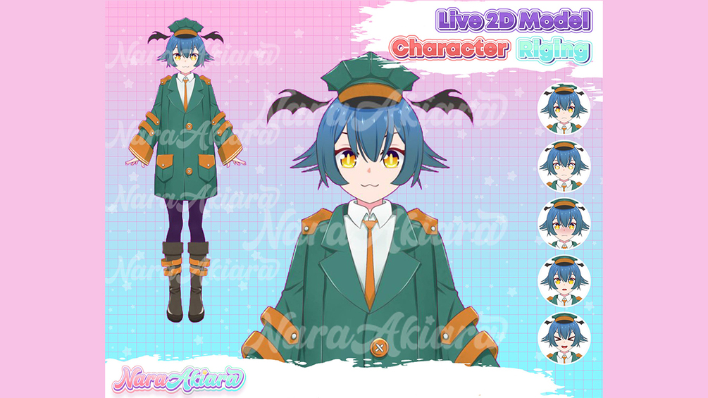 Vtuber Model and Rigging Anime Girl With Green Suit Premade, Live2d ...