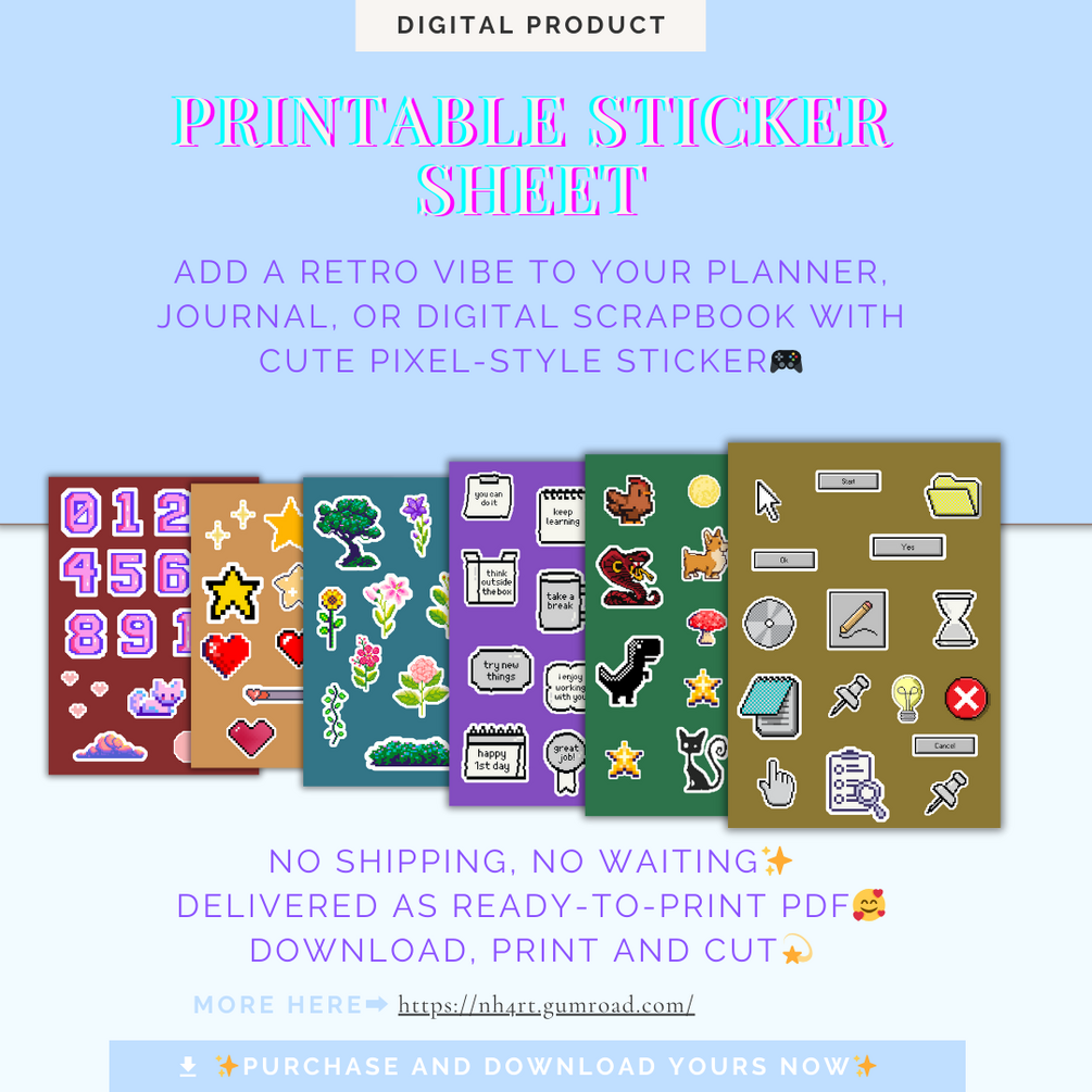 Printable Sticker Sheet-Pixel