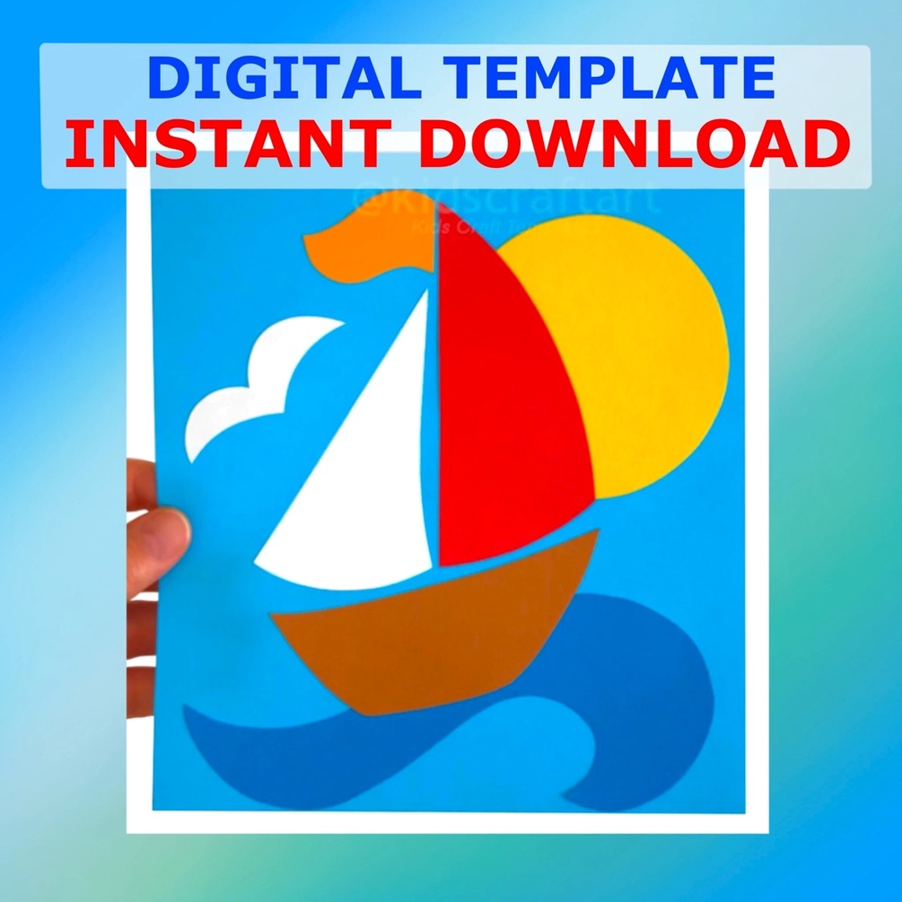Craft Printable Summer Sailboat Craft for Kids 2D Shape Kindergarten ...