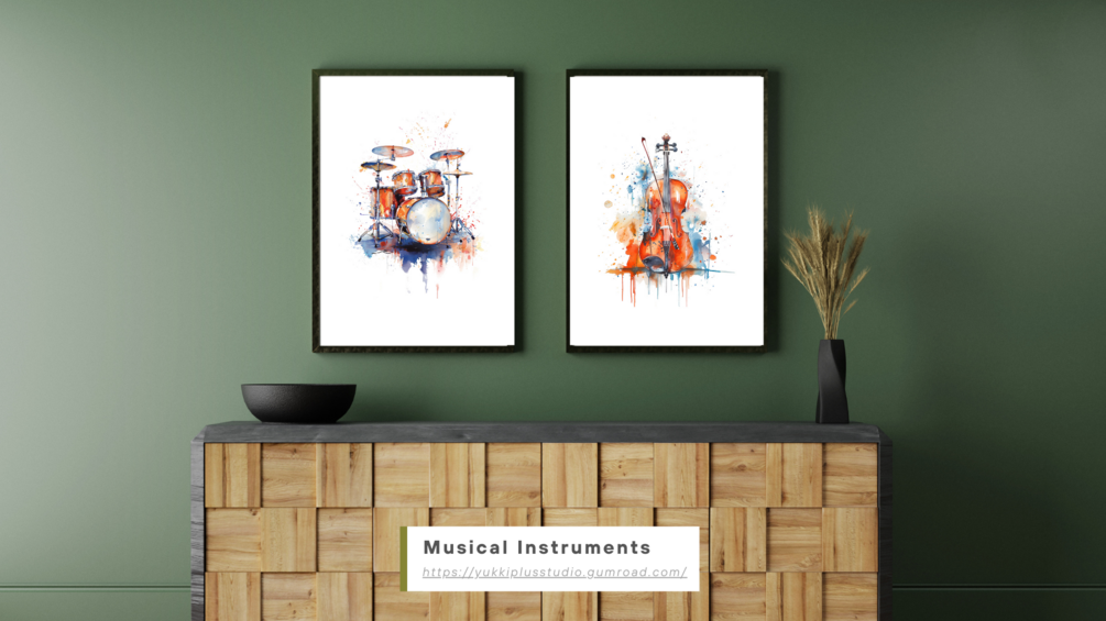 Musical Instrument Wall Art Print Bundle FREE