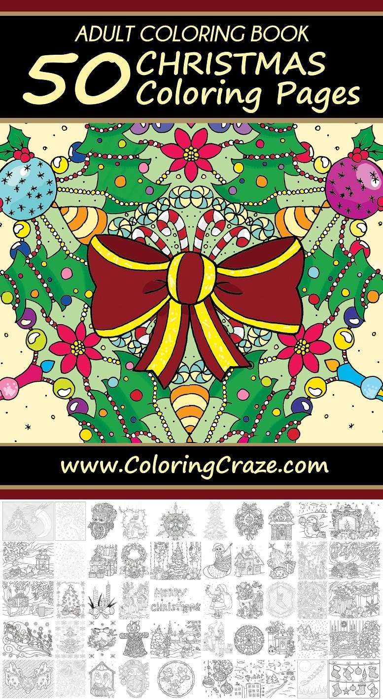 Christmas Adult Coloring Book (50 Illustrations)
