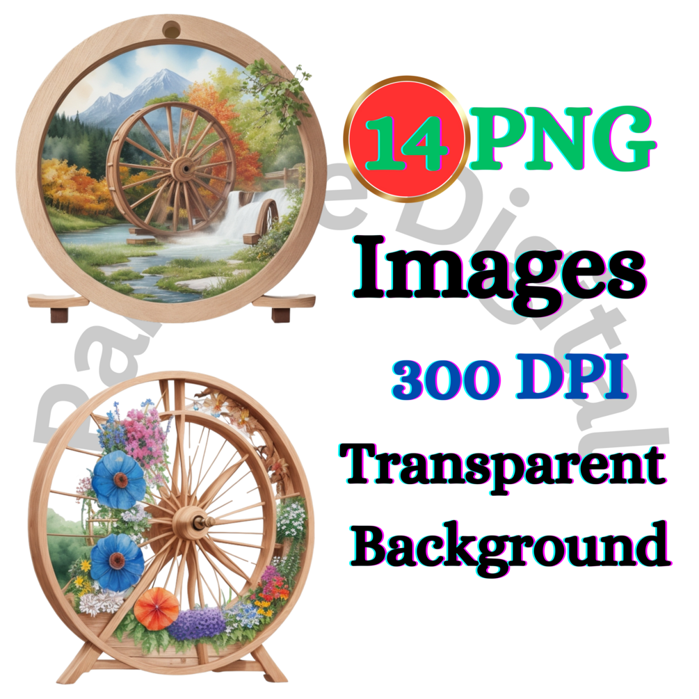 Wooden Wheel Clip Art With Transparent Background | Digital Download ...