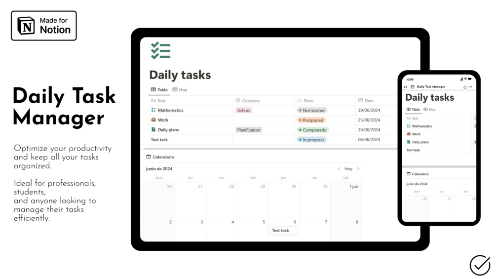 Template Notion Daily Tasks