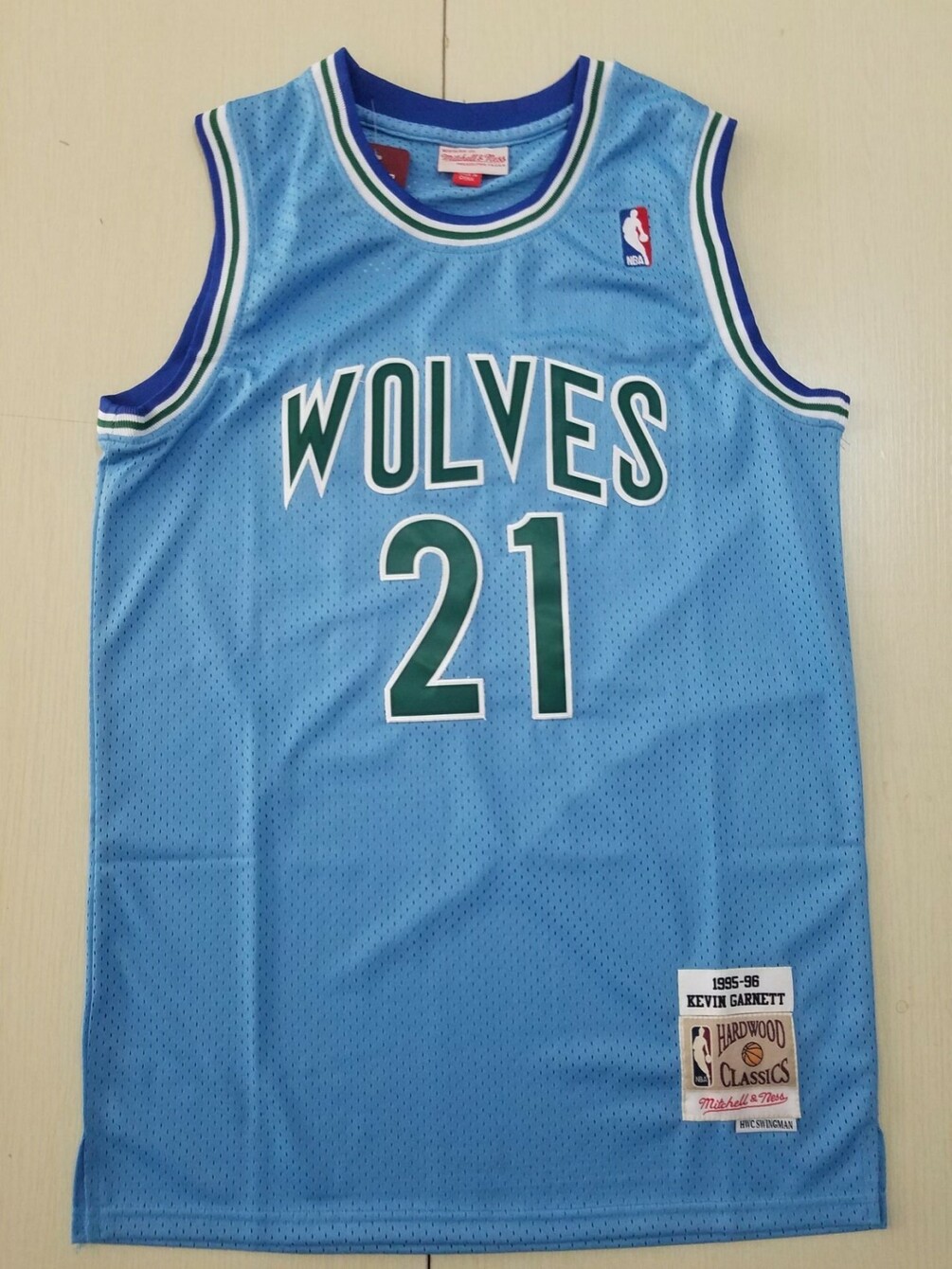 Kevin Garnett Minnesota Timberwolves Light Blue Throwback Jersey 95-96
