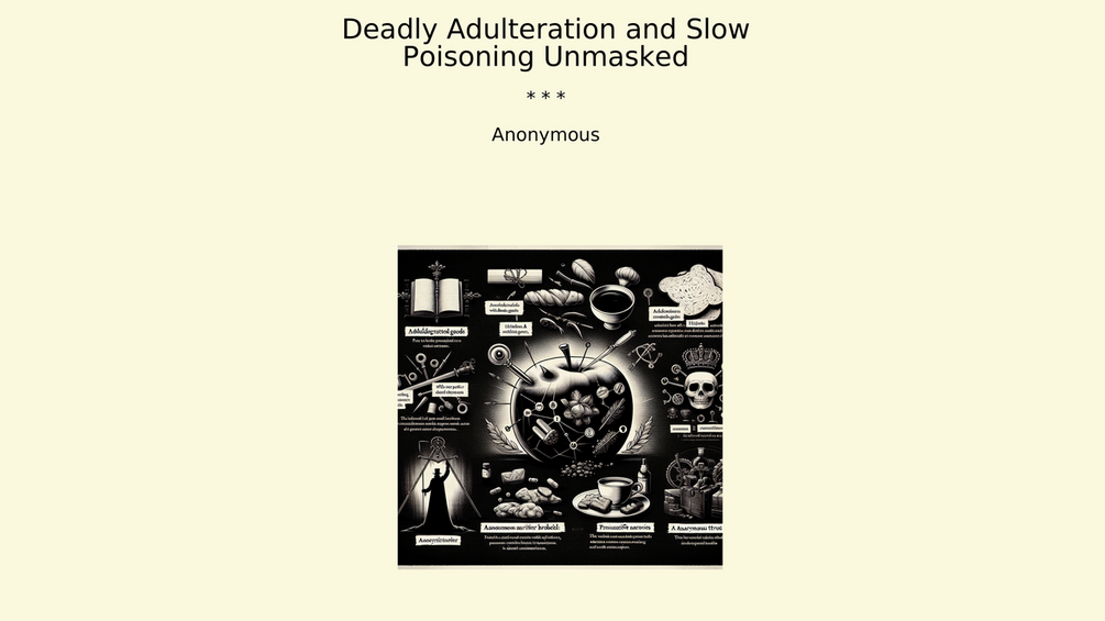 Deadly Adulteration and Slow Poisoning Unmasked