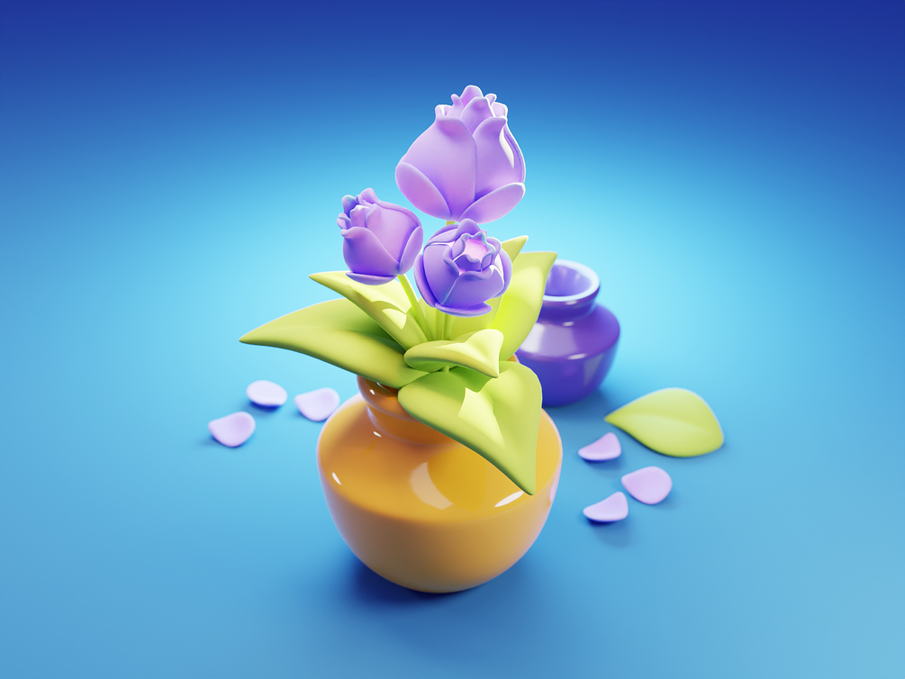 Free 3D Flower Pot Blender Scene