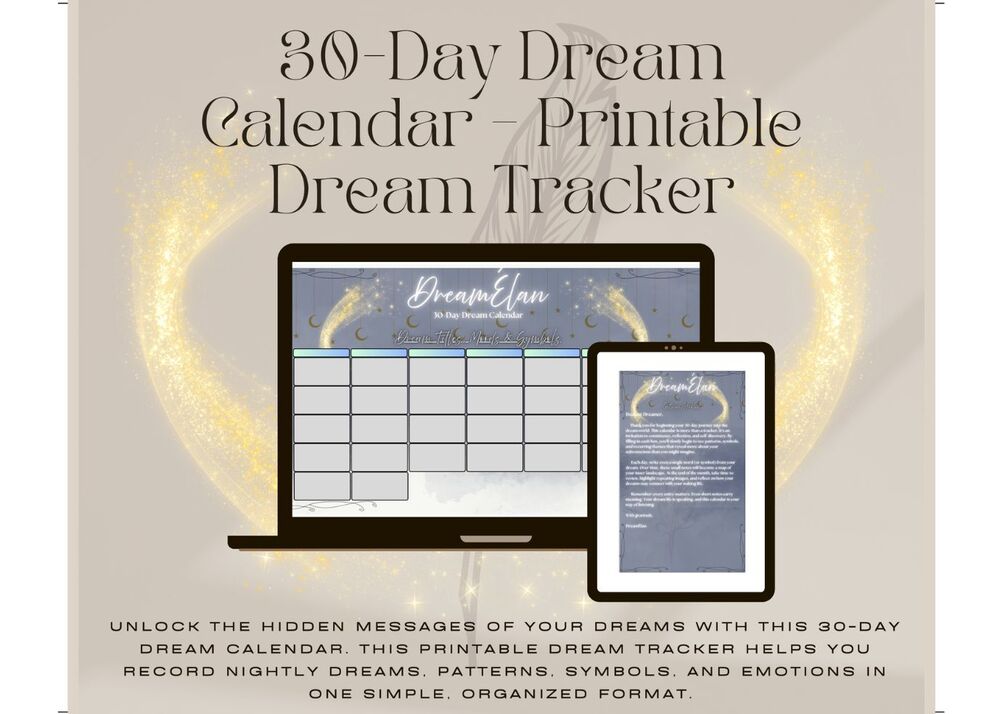 Dream Journal Printable PDF | DreamElan 30-Day Dream Calendar
