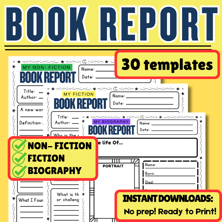 Book Report Templates, Reading Response Sheets, Book Review, Graphic ...