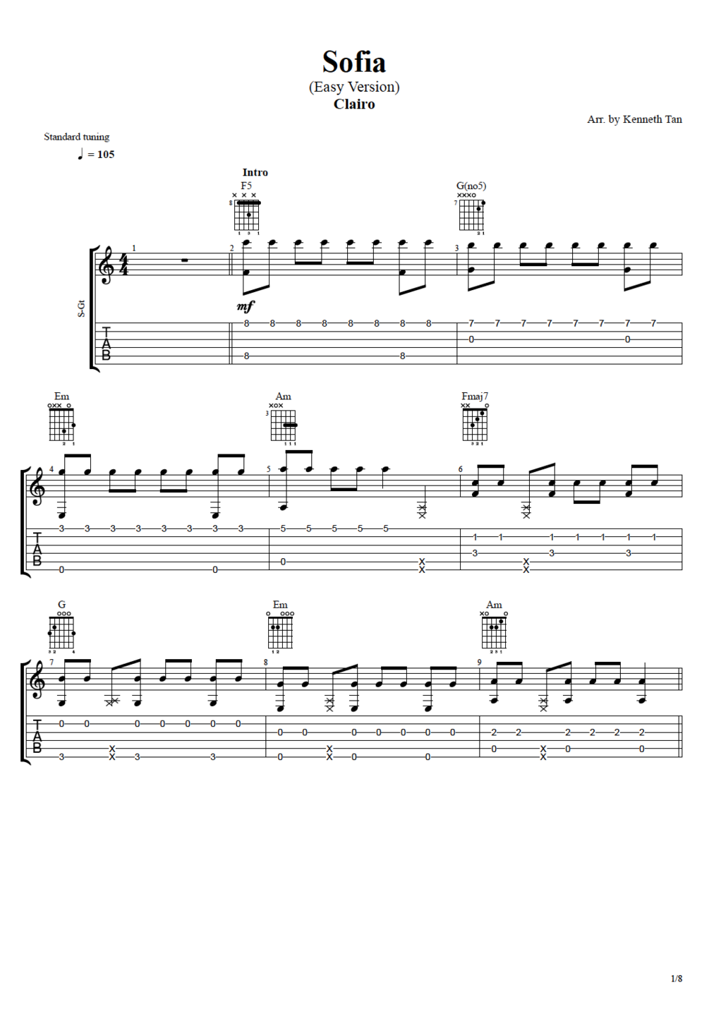 Sofia (Easy Version) | Fingerstyle Guitar