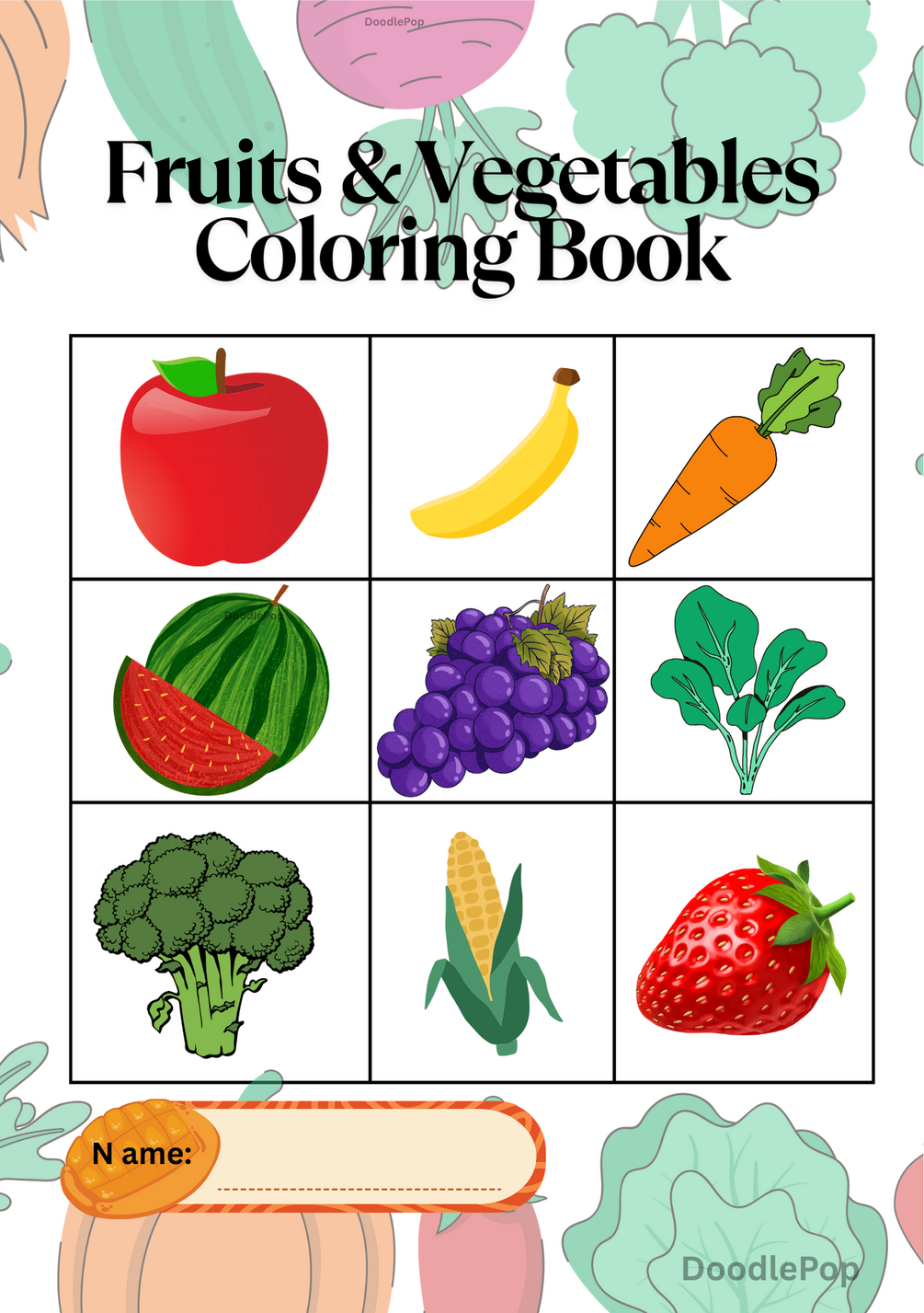Fruits & Vegetables Coloring Book