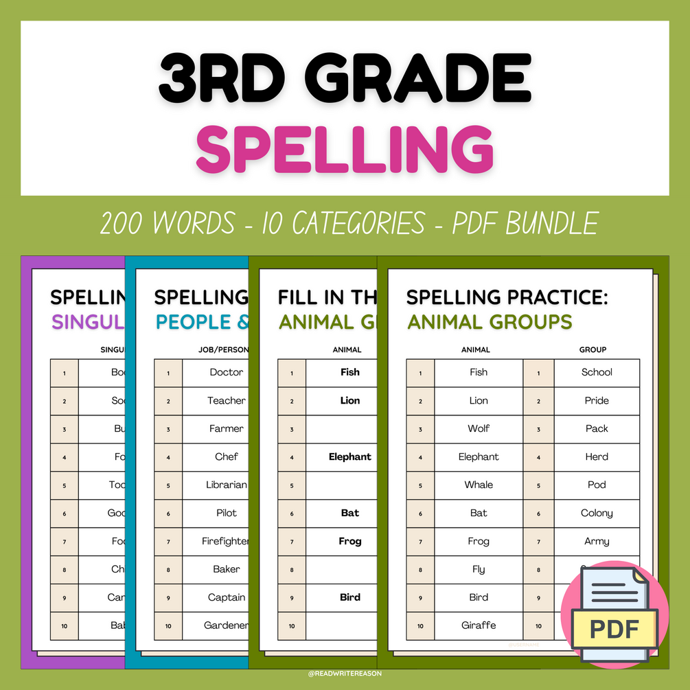 3rd Grade Spelling Worksheet 1 - English Worksheets