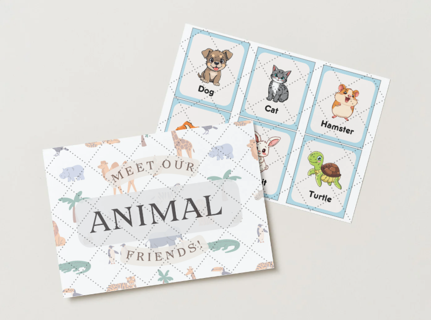 Animal Flashcards & Matching Mats - Printable Set