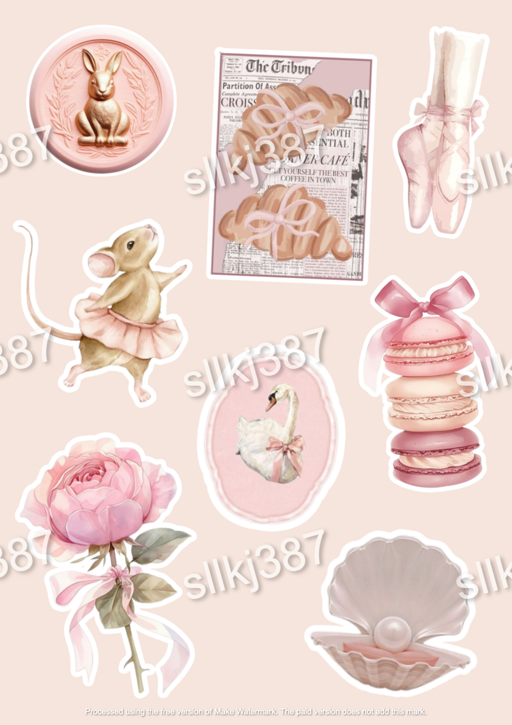 pastel pink sticker sheet