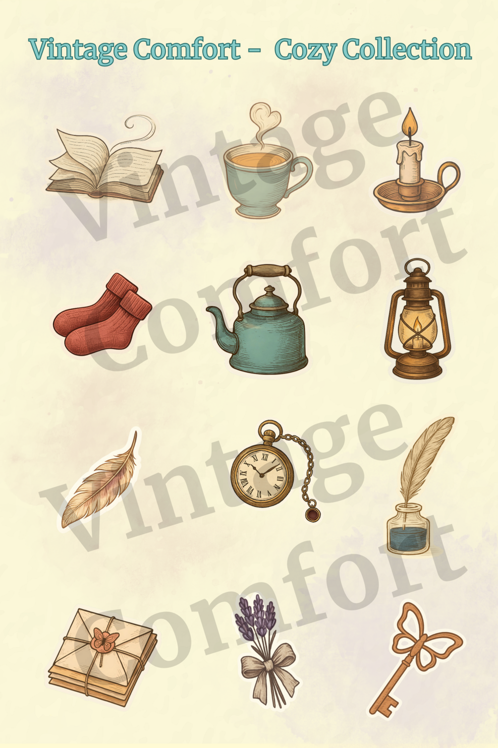 Vintage Comfort — Cozy Collection - Digital Stickers