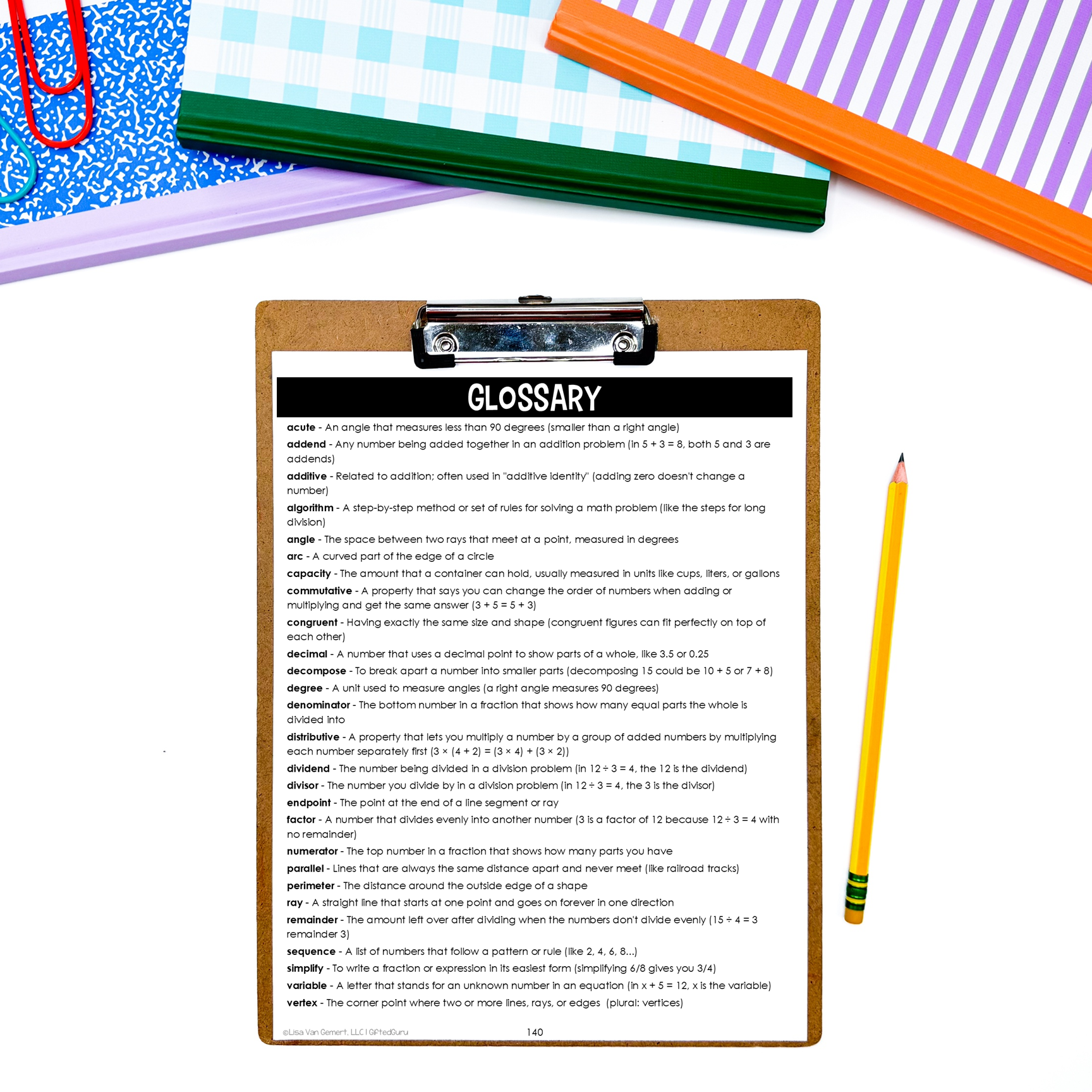 Math Vocabulary Activities and Games 4th and 5th Grade Depth and Complexity