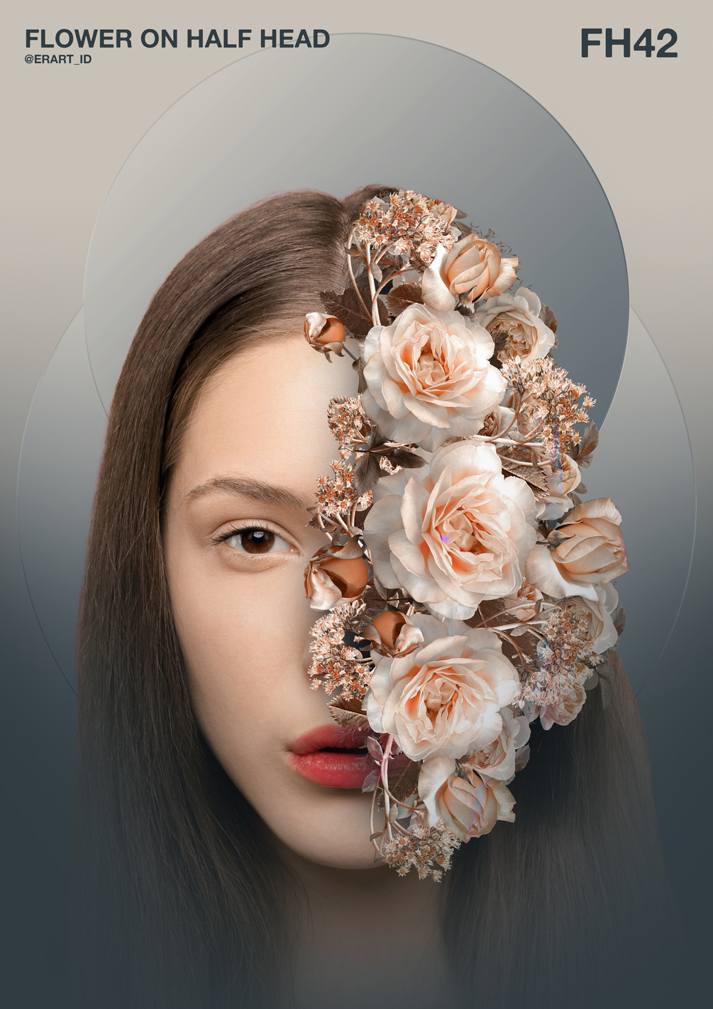 FLOWER ON HALF HEAD POSTER PHOTOSHOP "2021