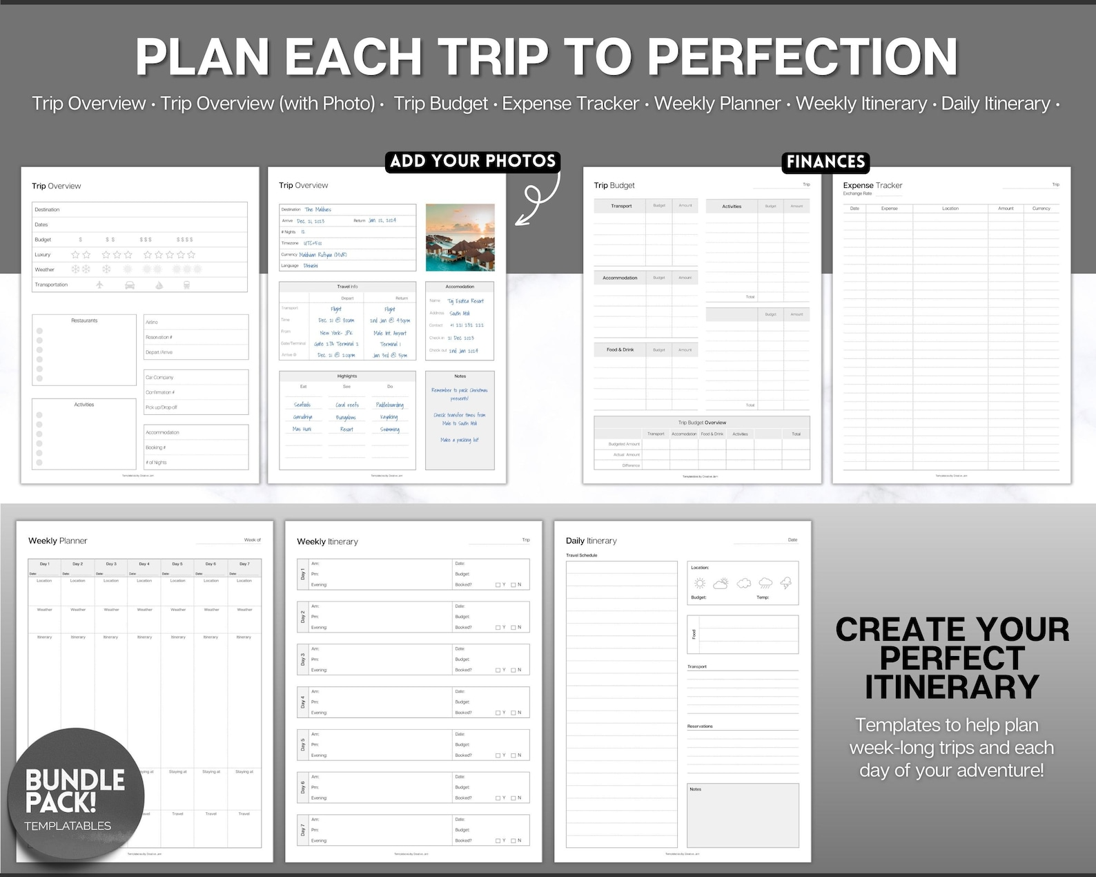 Ultimate Travel Planner Printable BUNDLE, trip planner