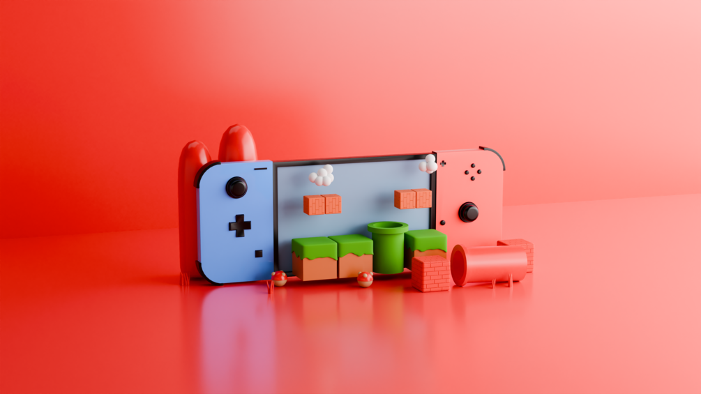 Nintendo Switch with Super Mario 3D Scene Model