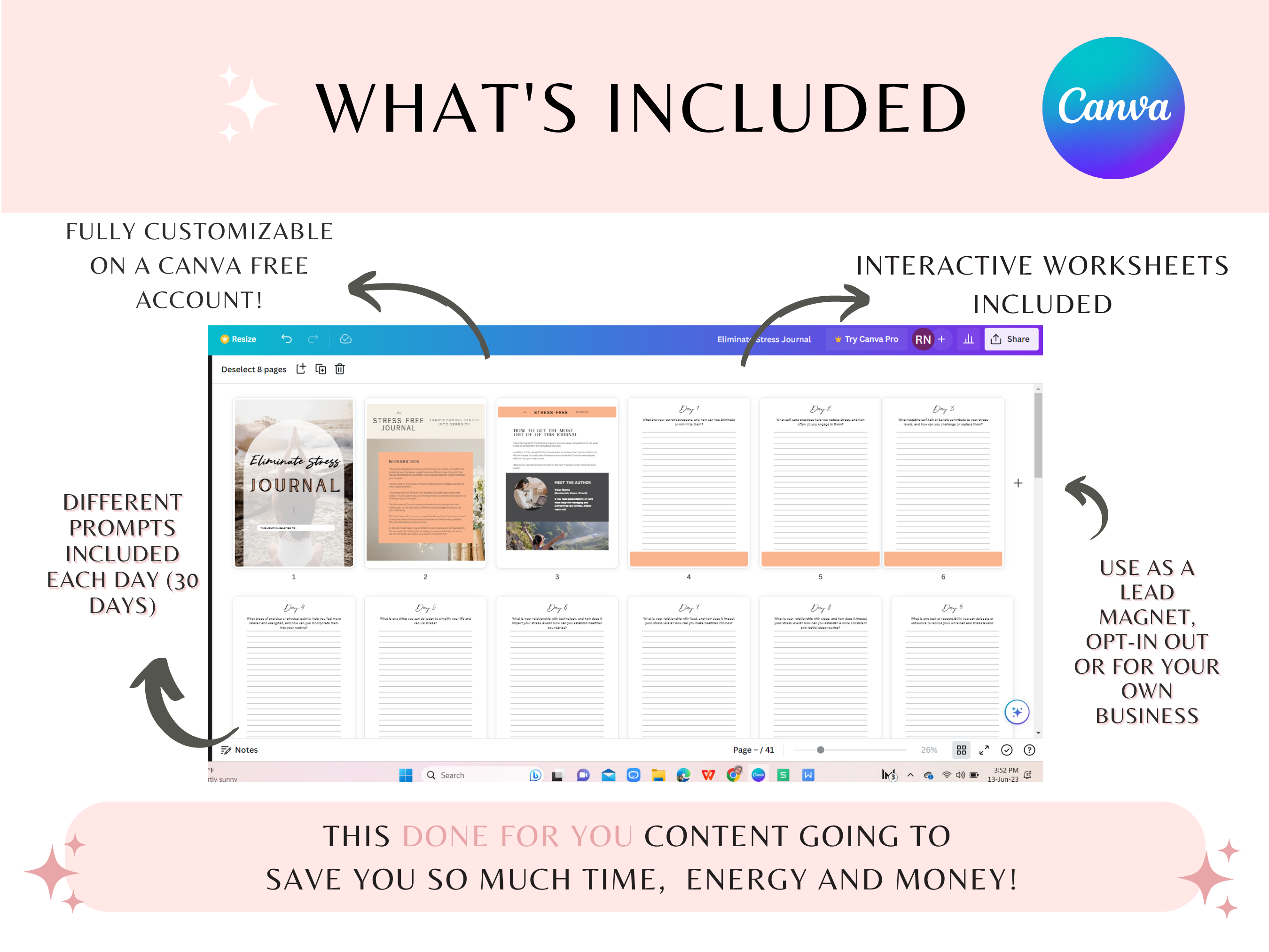 Stress-Free Workbook Editable Canva Template for Life, Spiritual ...